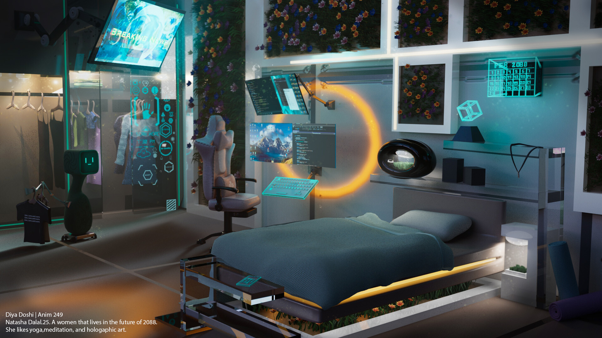ArtStation - 3D Futuristic Bedroom
