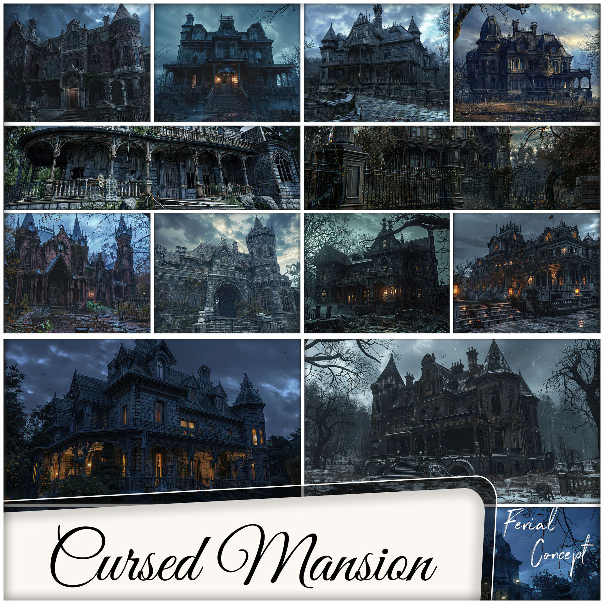 Ferial Concept - 🔹210 Cursed Mansion - Exterior Reference Image Pack v ...