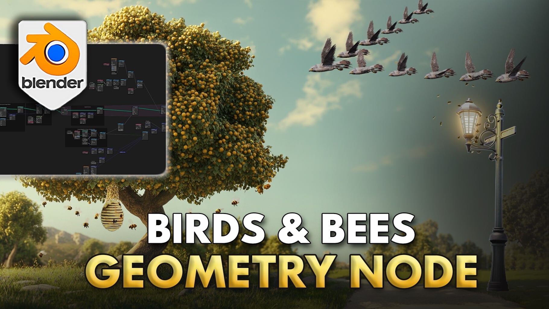 3D Tudor - Birds and Bees Geometry Node