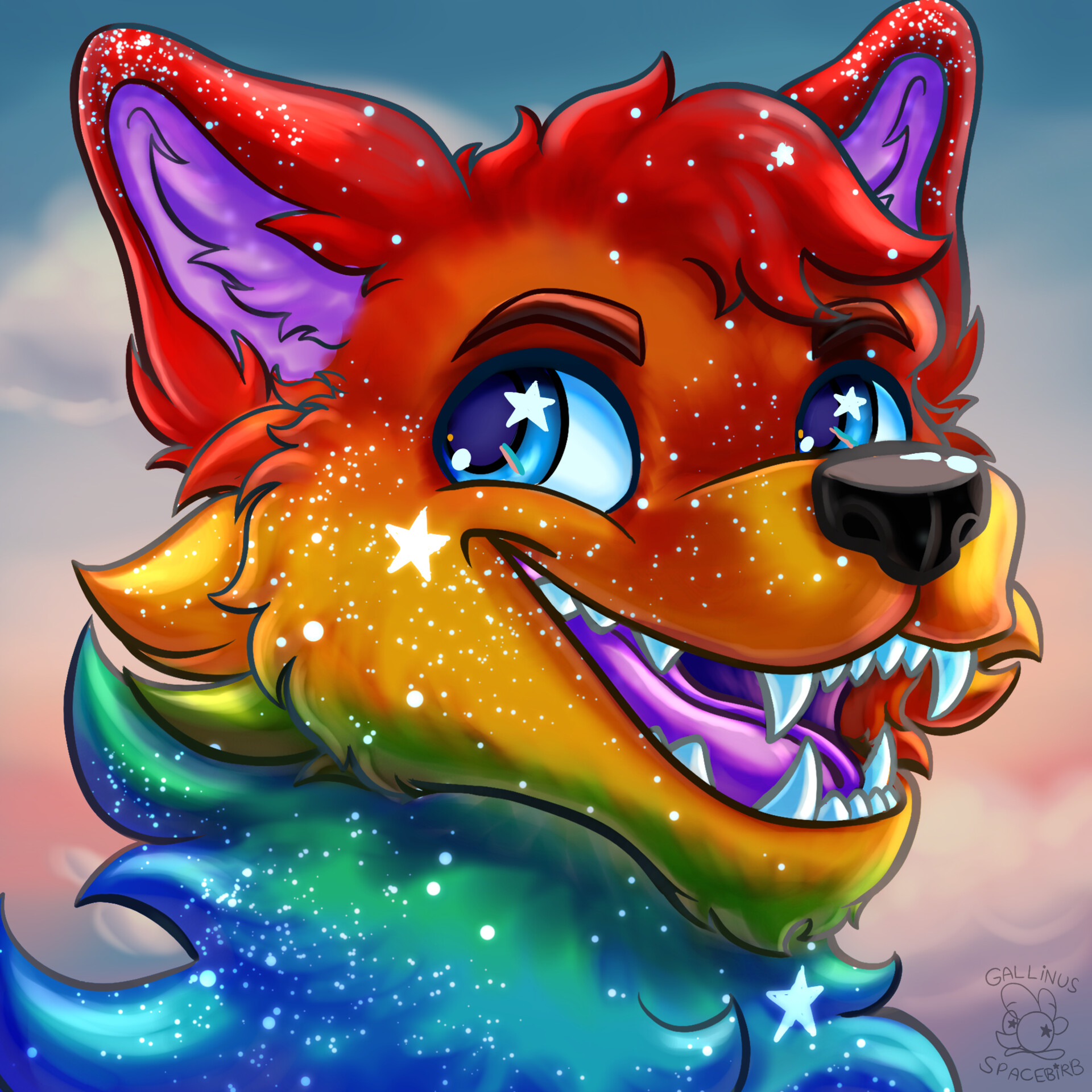 ArtStation - Rainbow wolf!