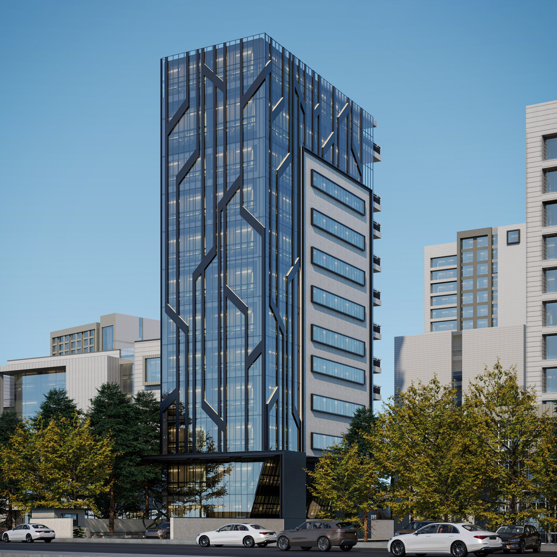 ArtStation - Modern High-rise building facades | Exterior High rise ...