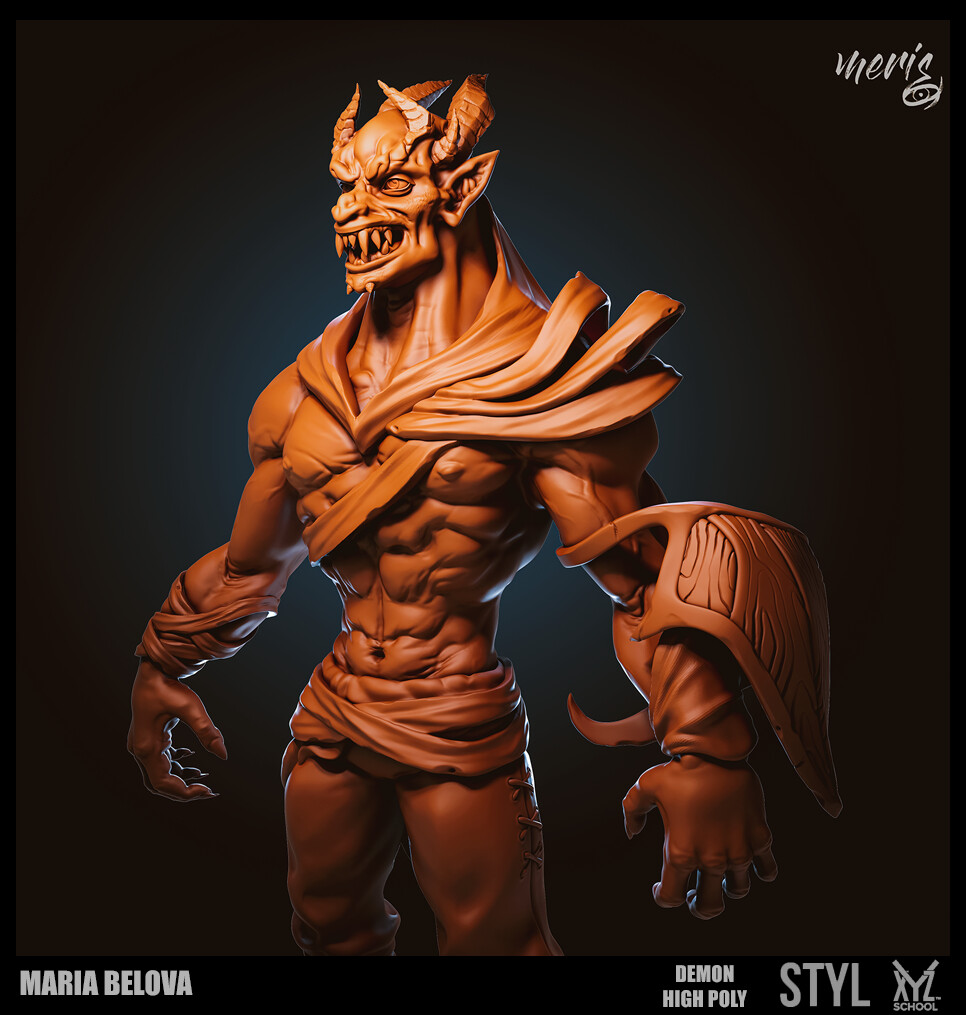 ArtStation - Demon clay render