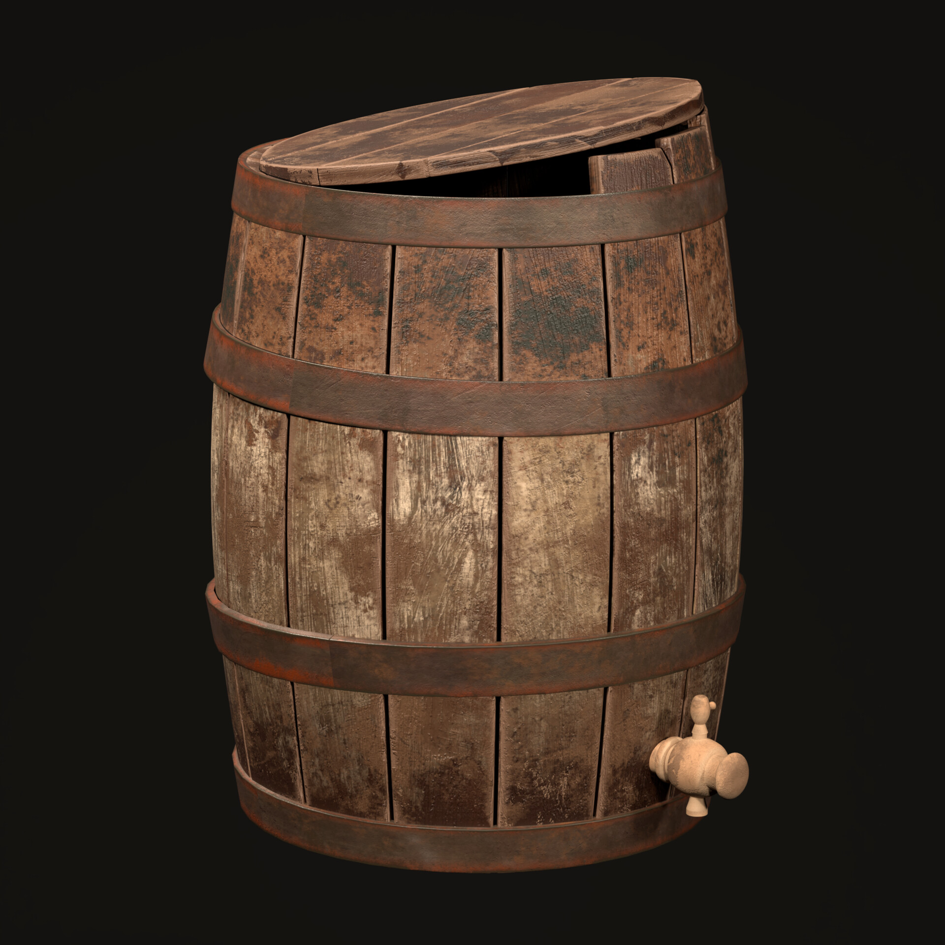ArtStation - Wooden Barrel game asset