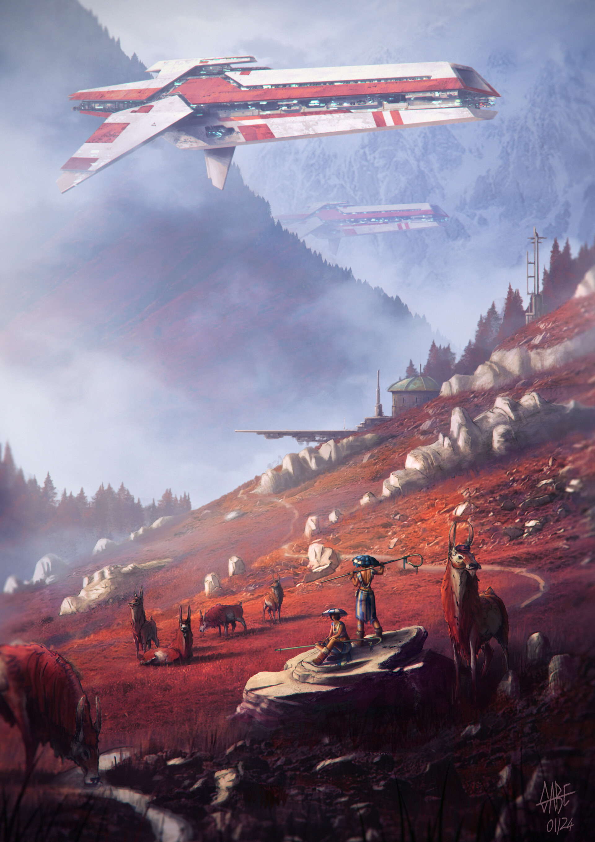 ArtStation - Shepherds on a colony word