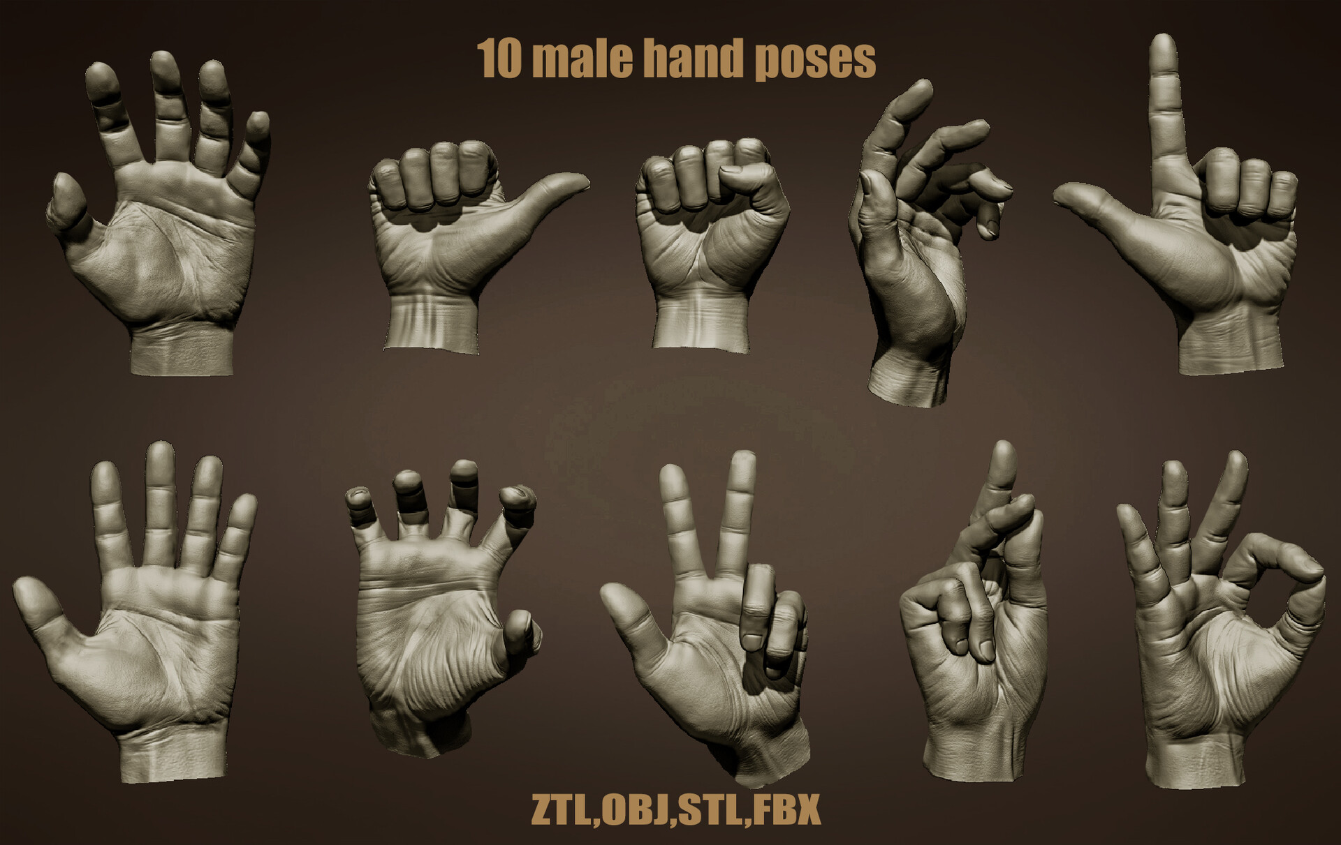 ArtStation - 10 Male hand poses