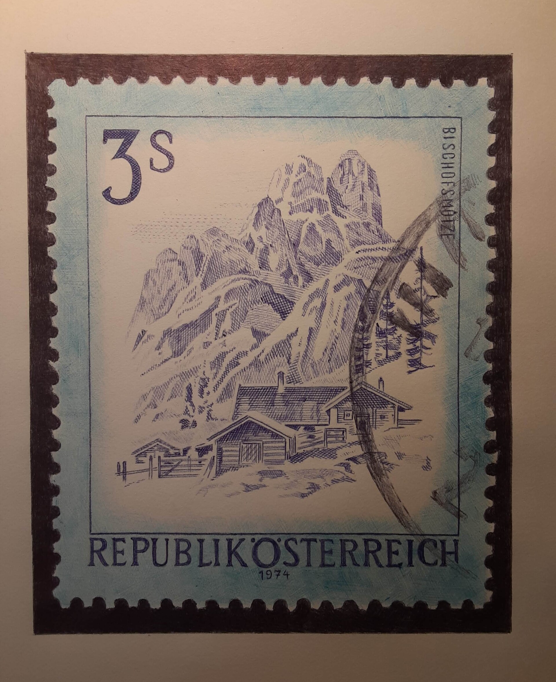 ArtStation - Ballpoint pen of an Austrian postage stamp