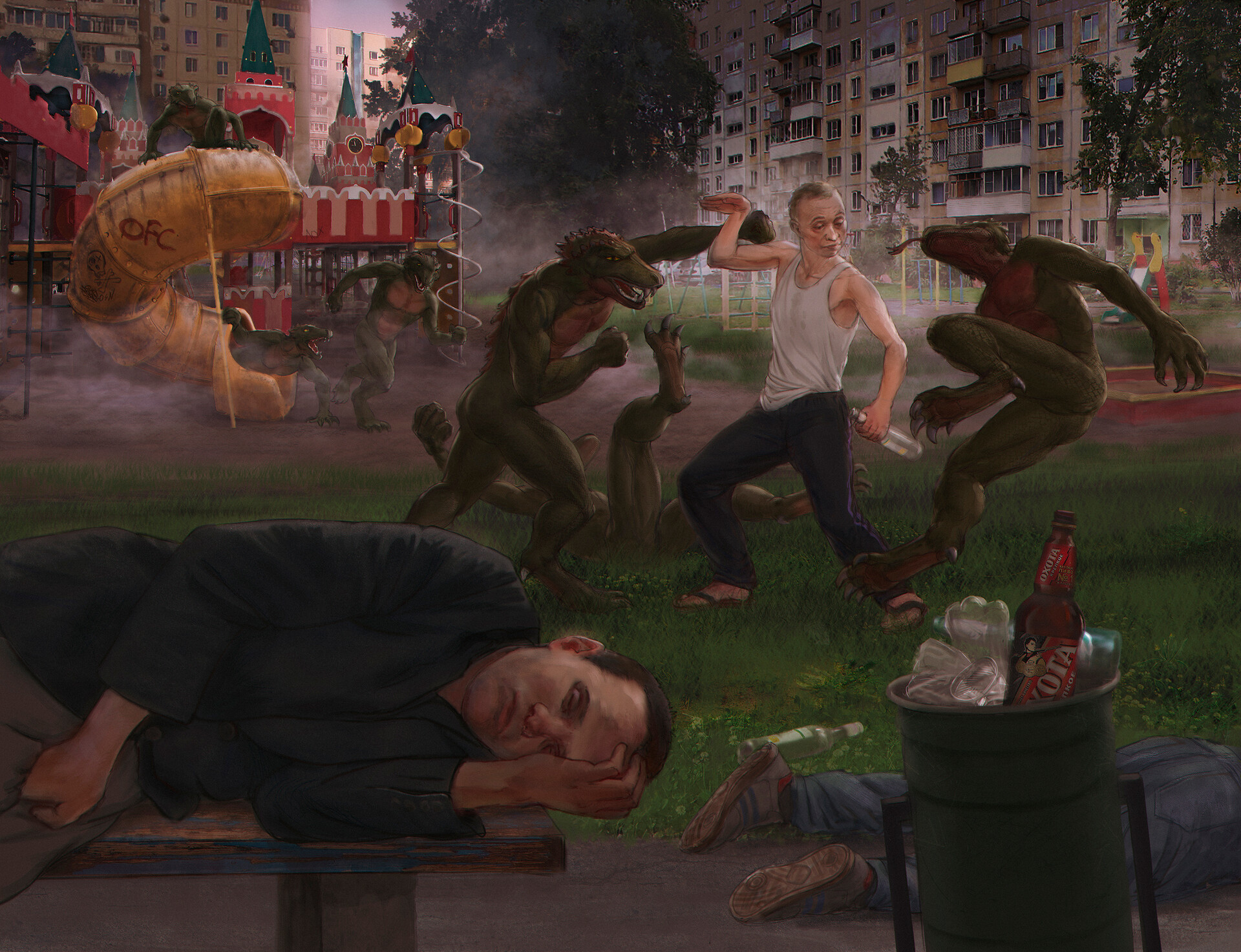 ArtStation - Russians vs Lizards: Drunken Master