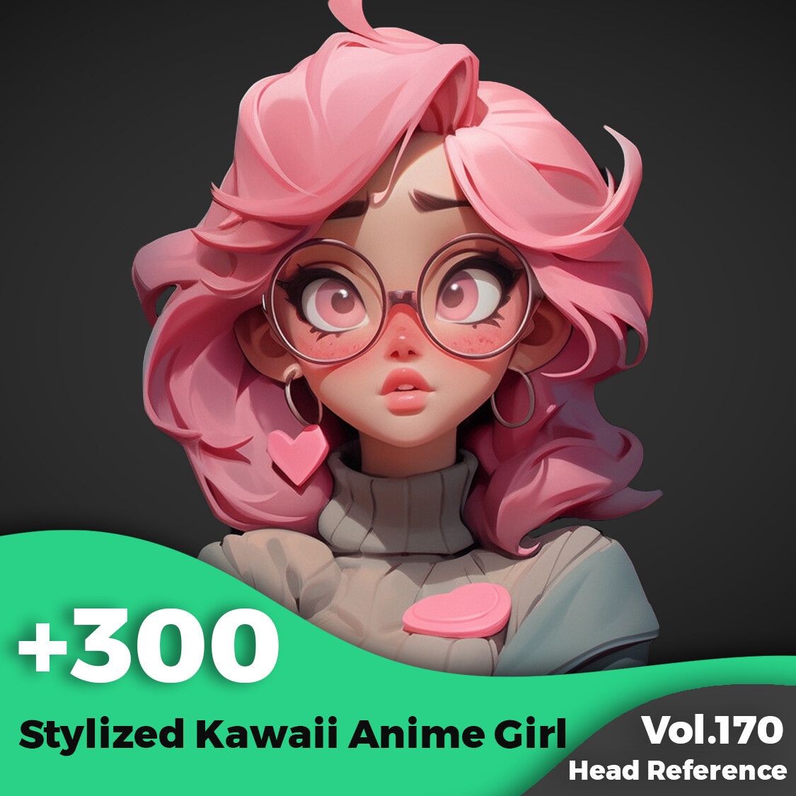 3D Head Sculpt References in 4K - Tika Art - +300 Stylized Kawaii Anime ...