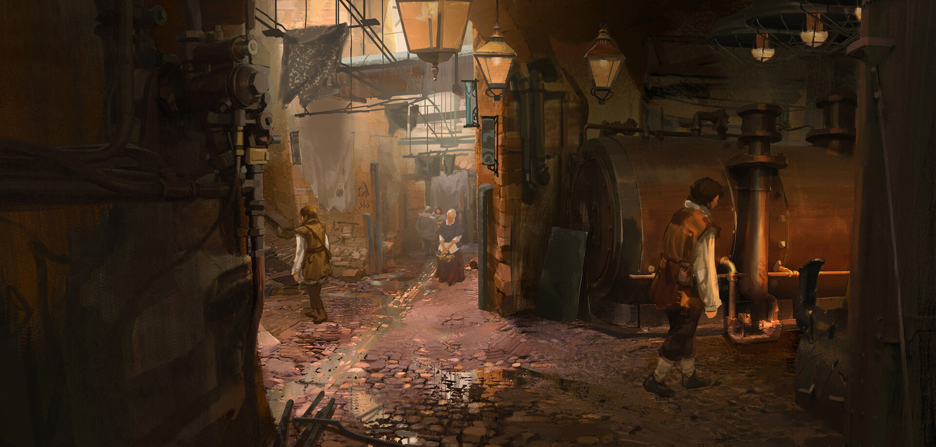 ArtStation - steampunk baroque concept - slums