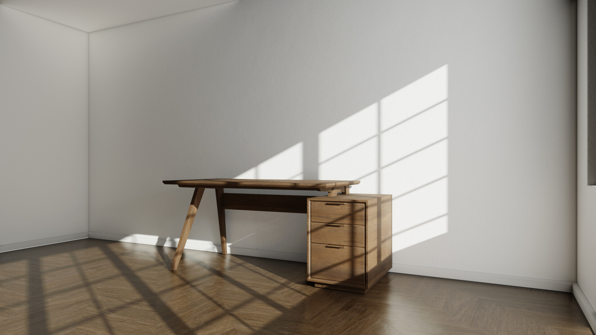 ArtStation - Desk CleanCut - Low Poly - Modern wooden design - minimalist