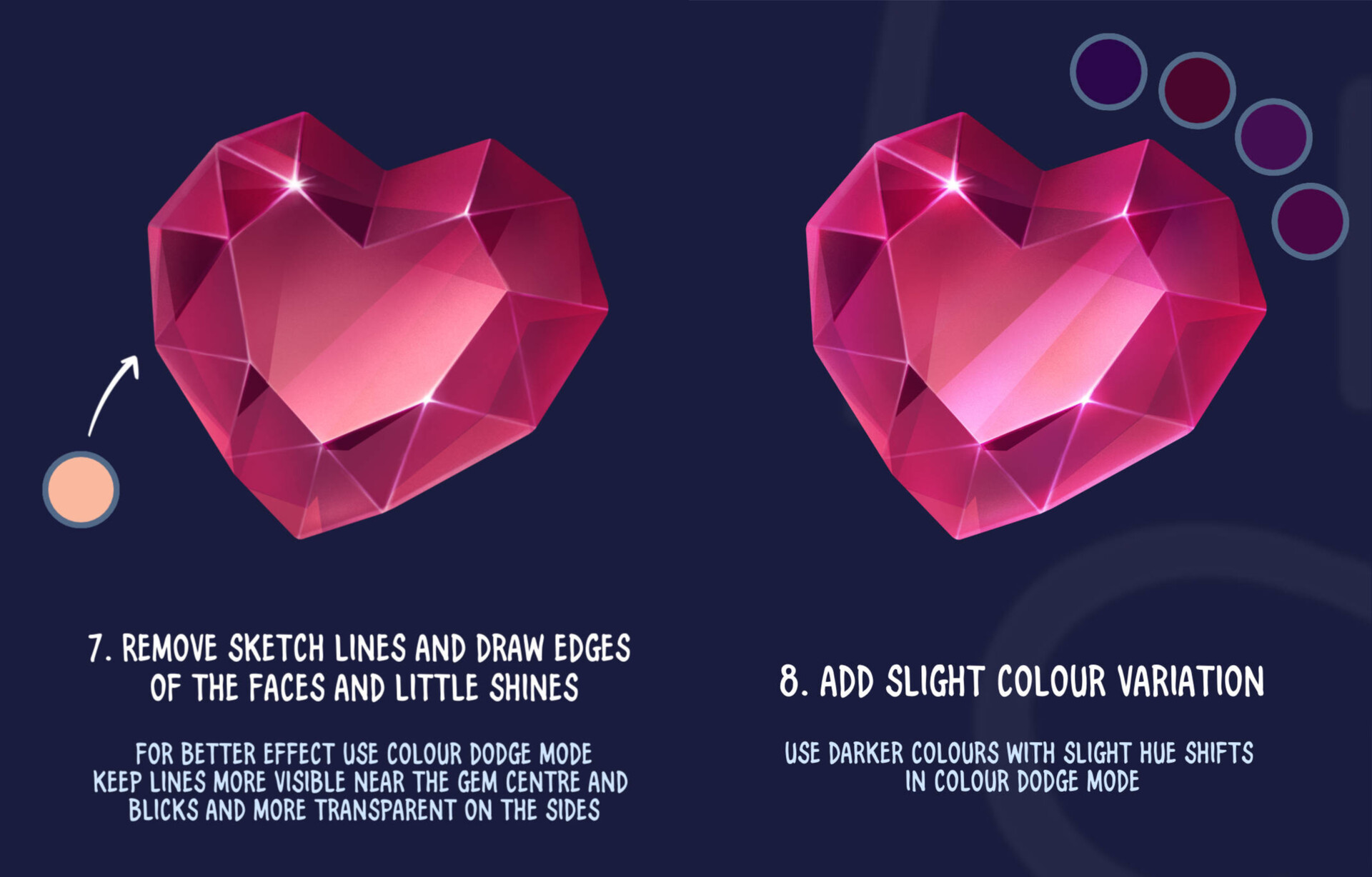 how to draw heart gem