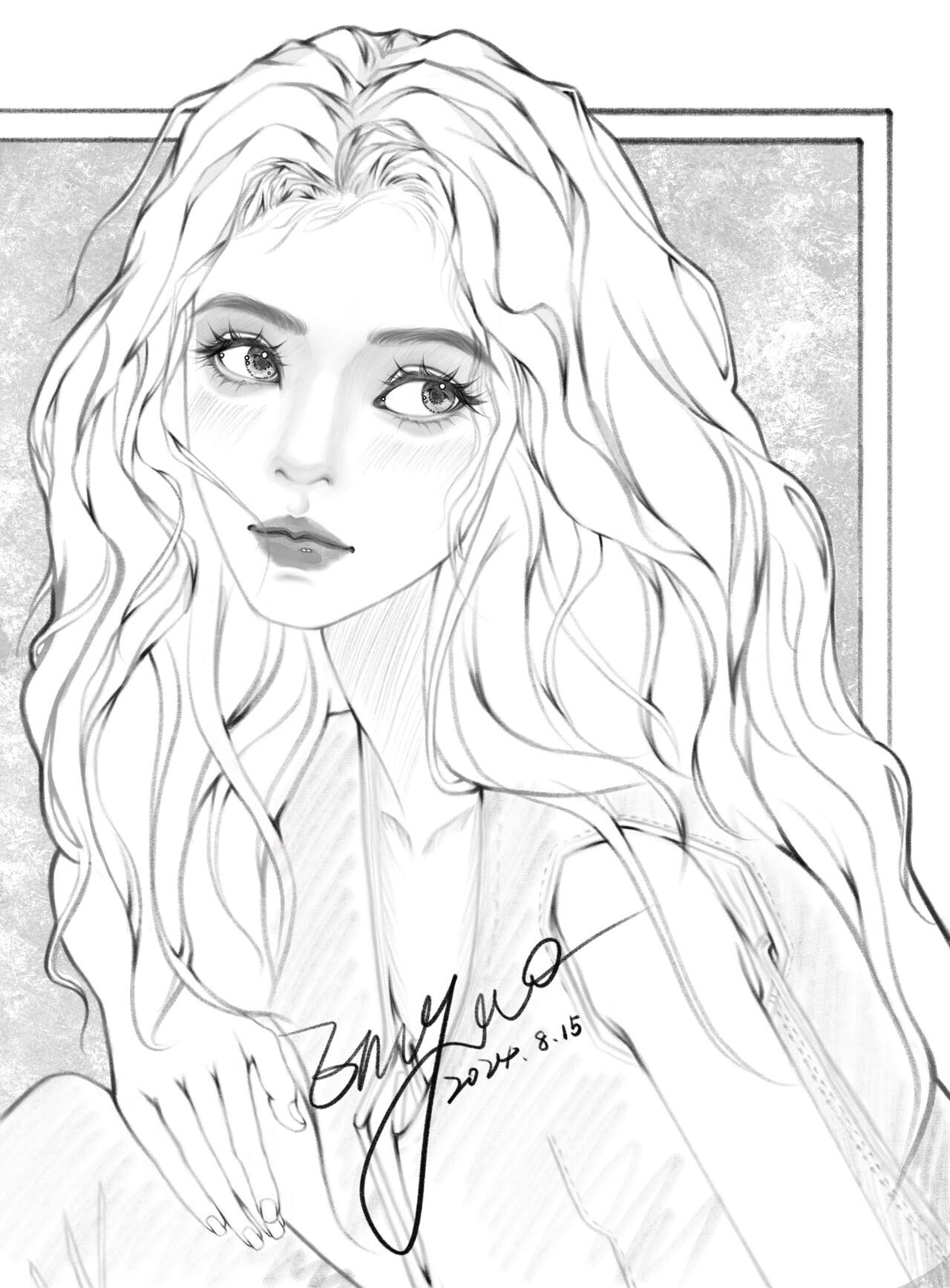 ArtStation - Drawing Line Drawing Exercise-frizzy girl