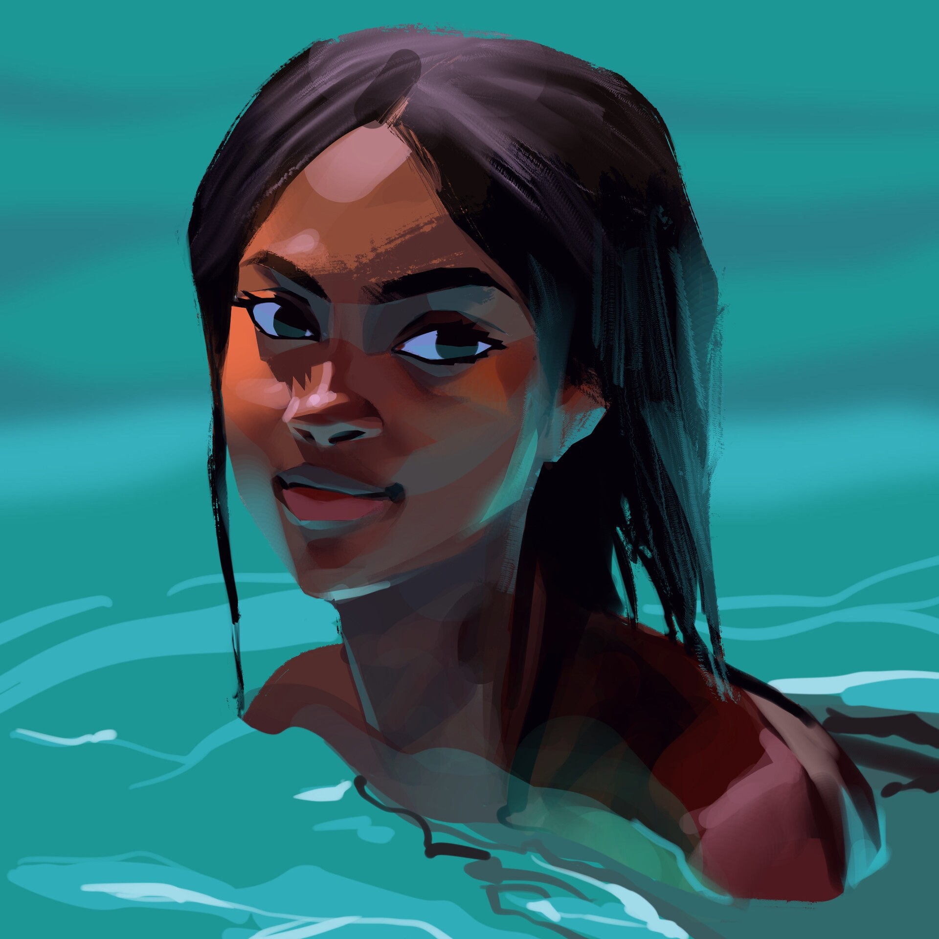 ArtStation - Girl in a pool