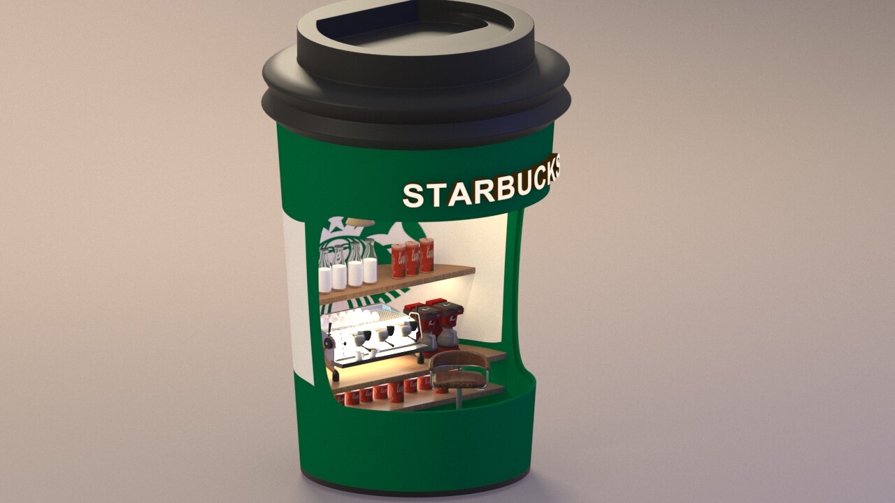ArtStation - "Explore Innovative 3D Cup Designs: Starbucks Stall Model ...