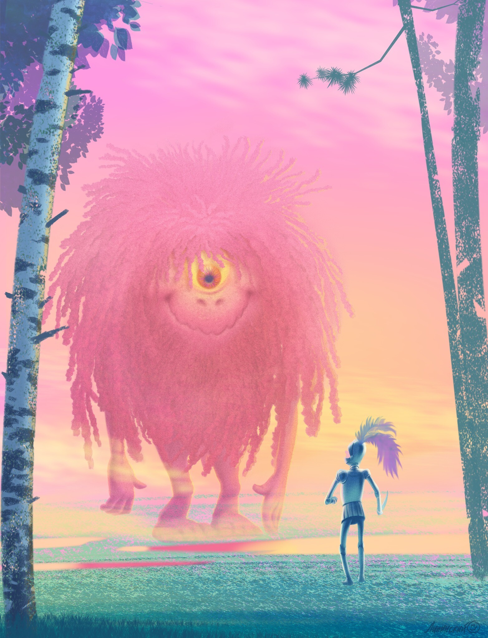 ArtStation - Brave Knight and Cyclops