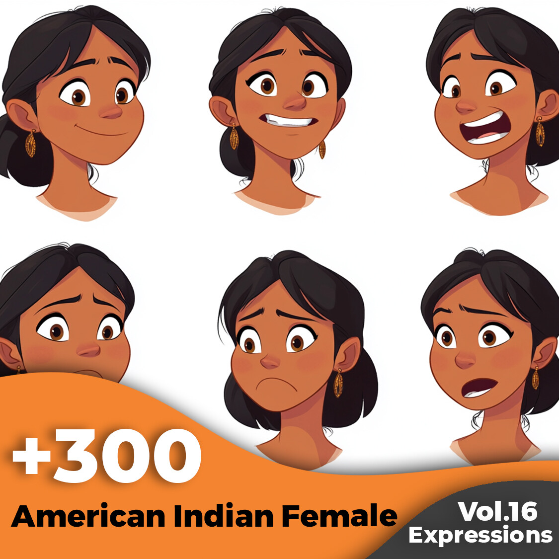 ArtStation - +300 American Indian Female Expression Sheet(4k)