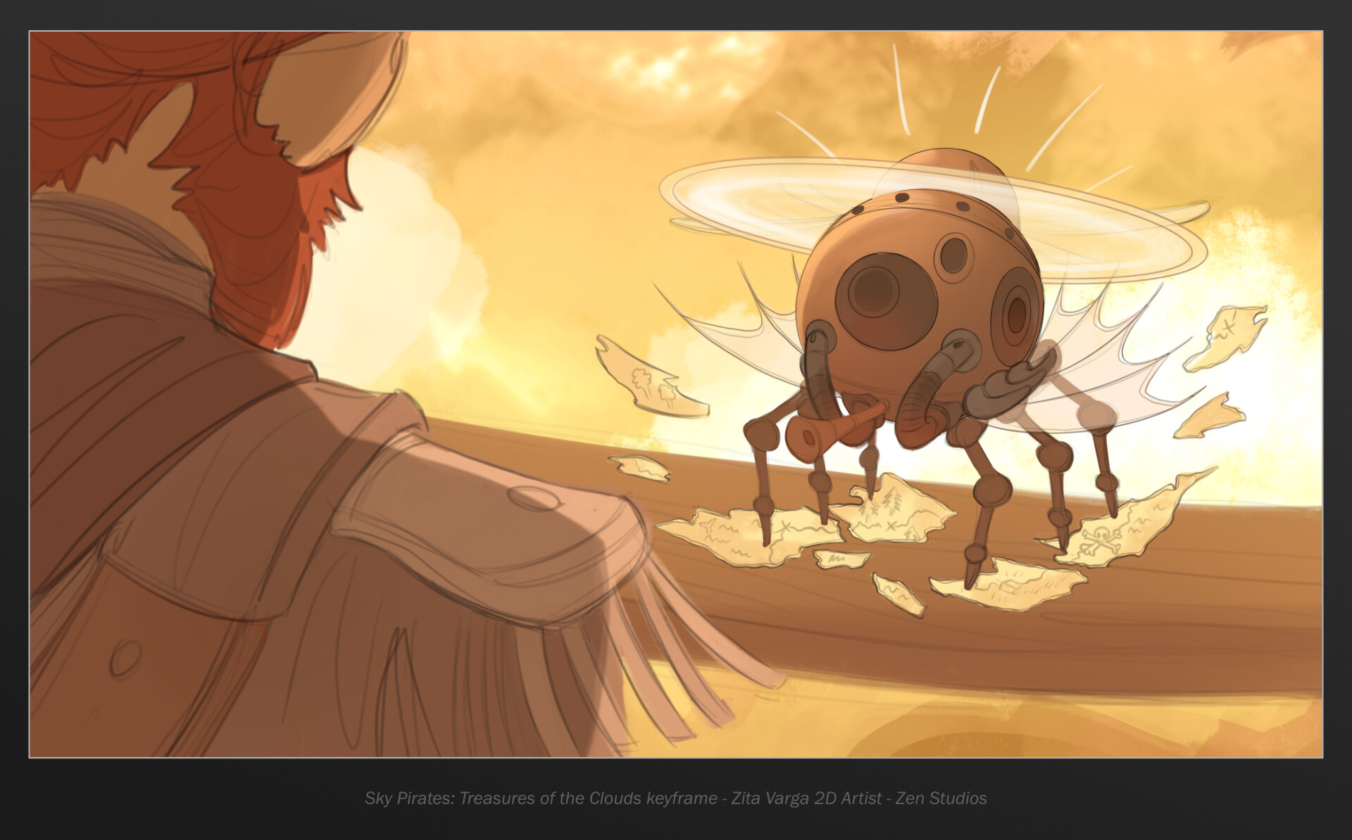 Zizu - Sky Pirates key art and logo design, animation - Zen Studios