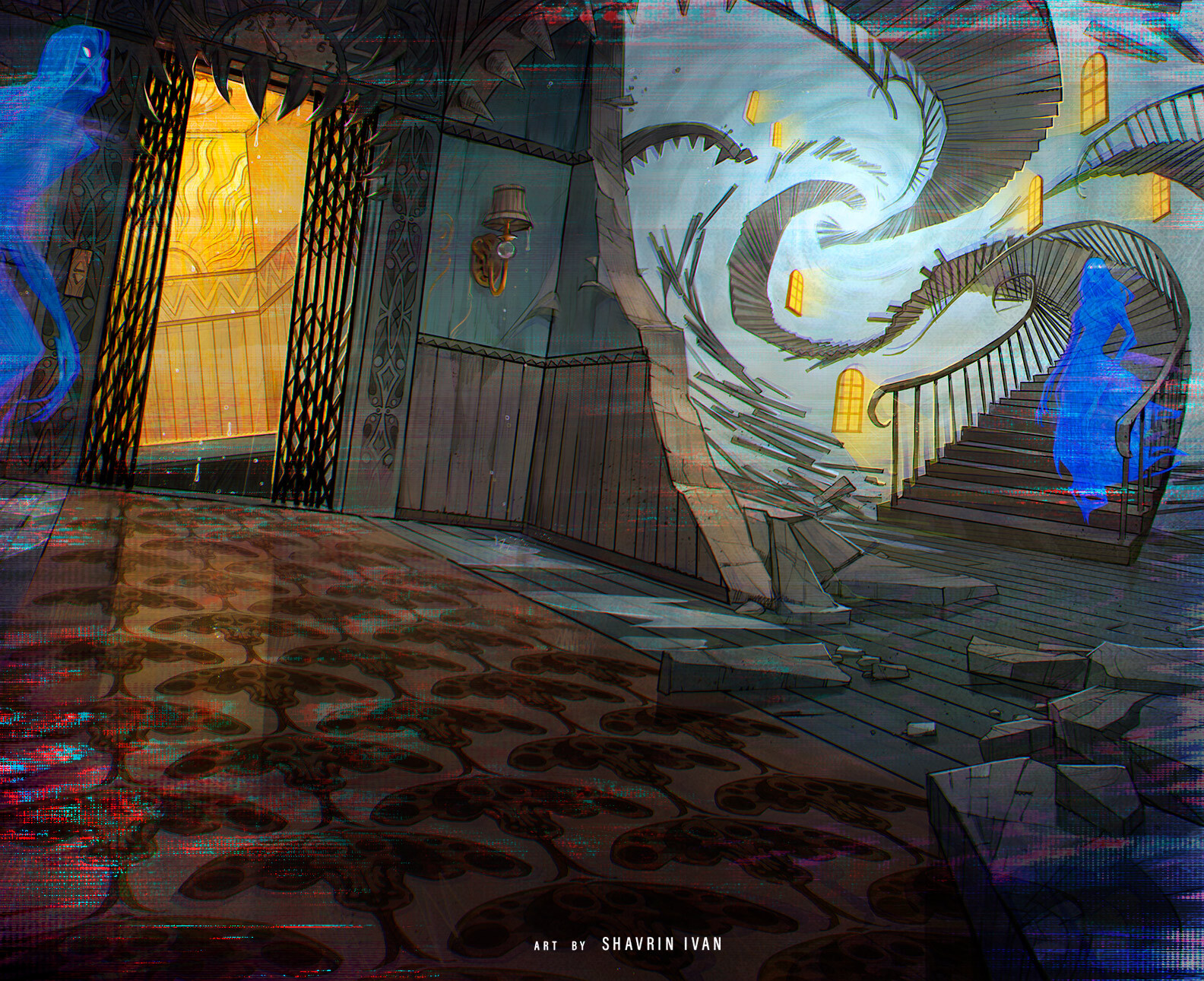 ArtStation - MTG Duskmourn magic the gathering Central Elevator ...