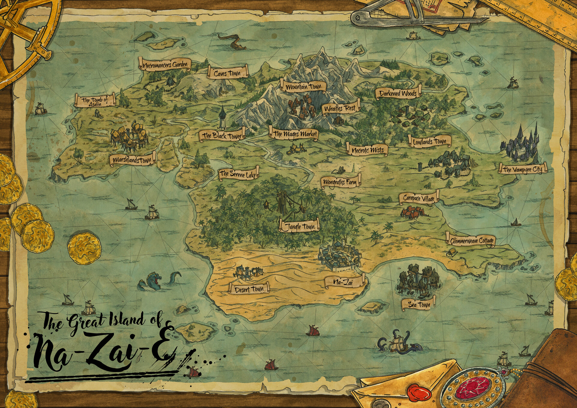 ArtStation - The Na Zai E Mysterious Lands Map, made on private commission