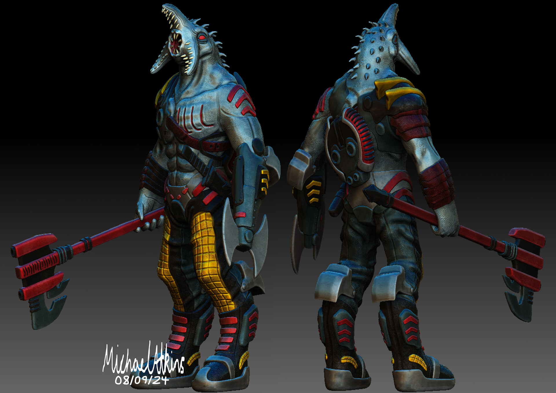 ArtStation - Michael Atkins 3D Gladiator Alien Character Sheet