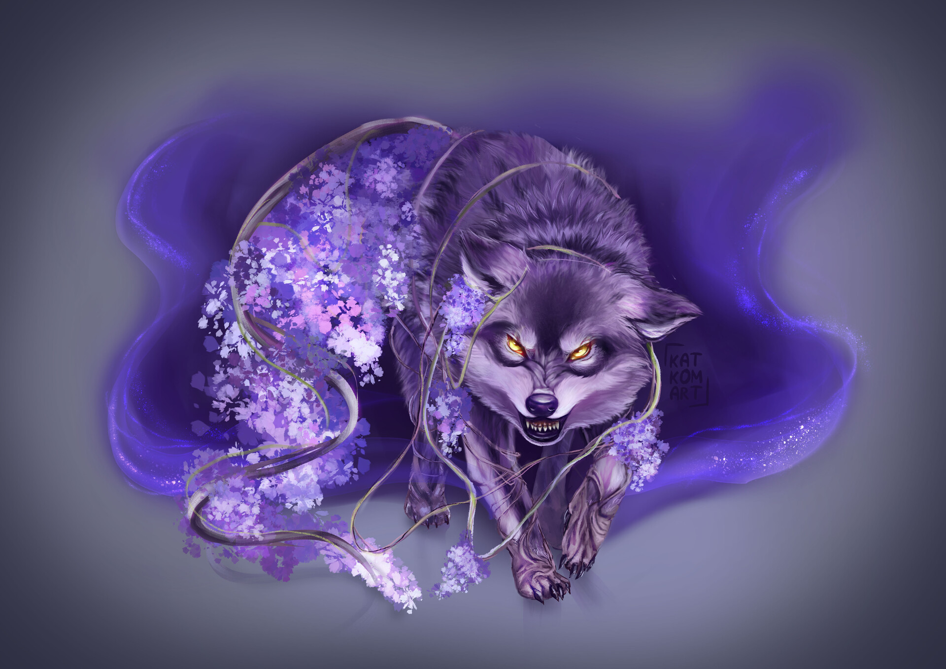 ArtStation - Wisteria Wolf Commission