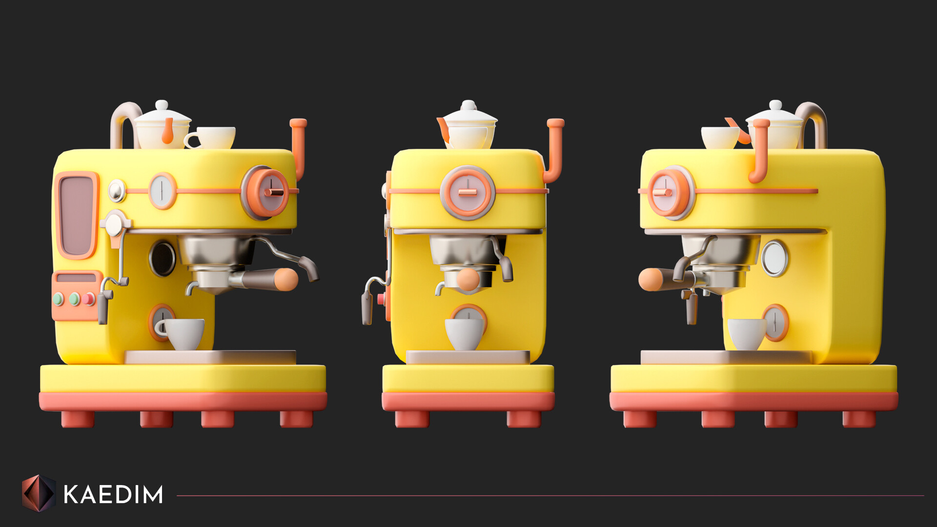 Kaedim - Espresso Machine | 3D Stylised Game Asset |Kaedim
