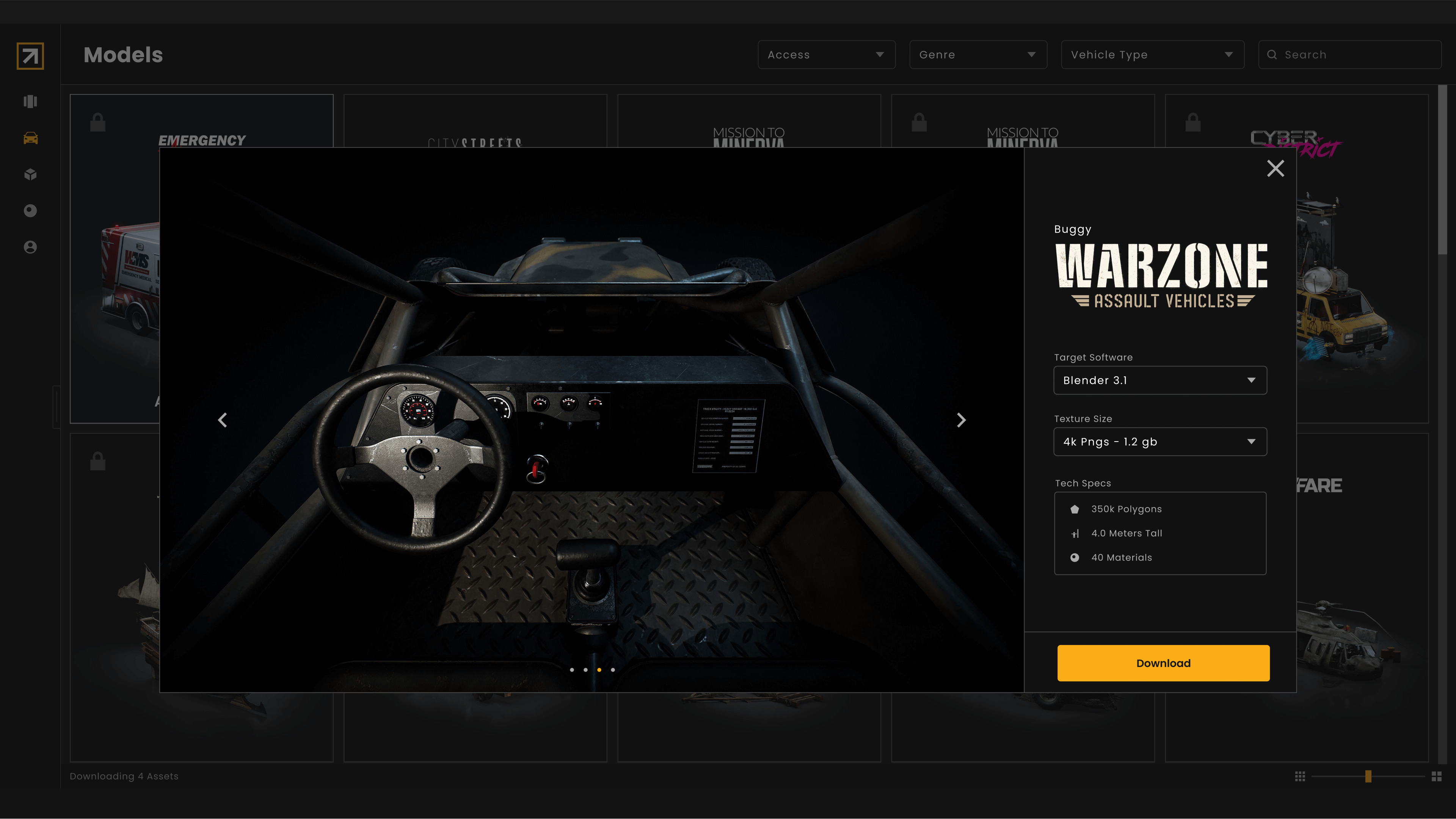 KitBash3D - "Warzone Assault Vehicles" - 3D Vehicles Kit