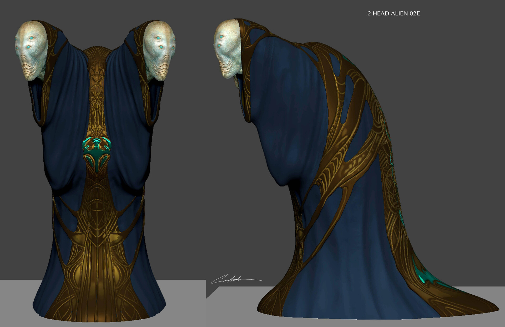 Constantine Sekeris - 2 headed Alien Design