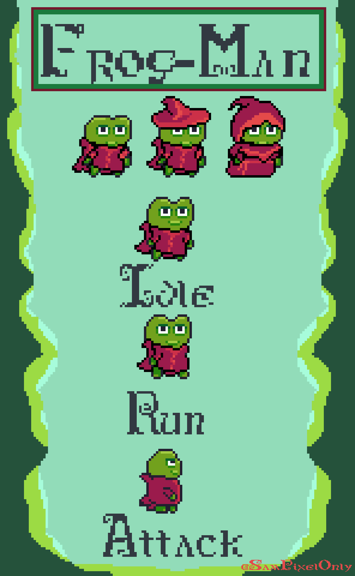 ArtStation - My first commission - Frog-Man (32x32px) (Idle, Run ...