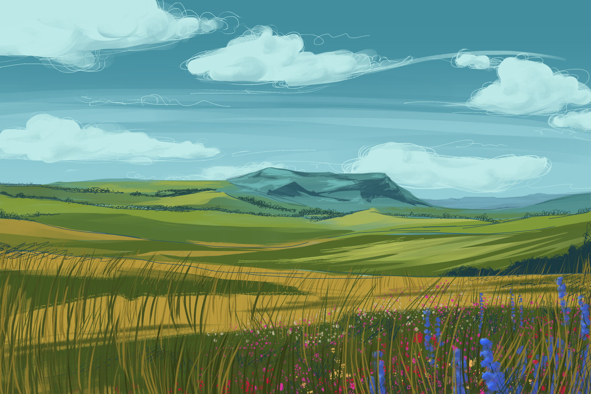 ArtStation - Fields and clouds