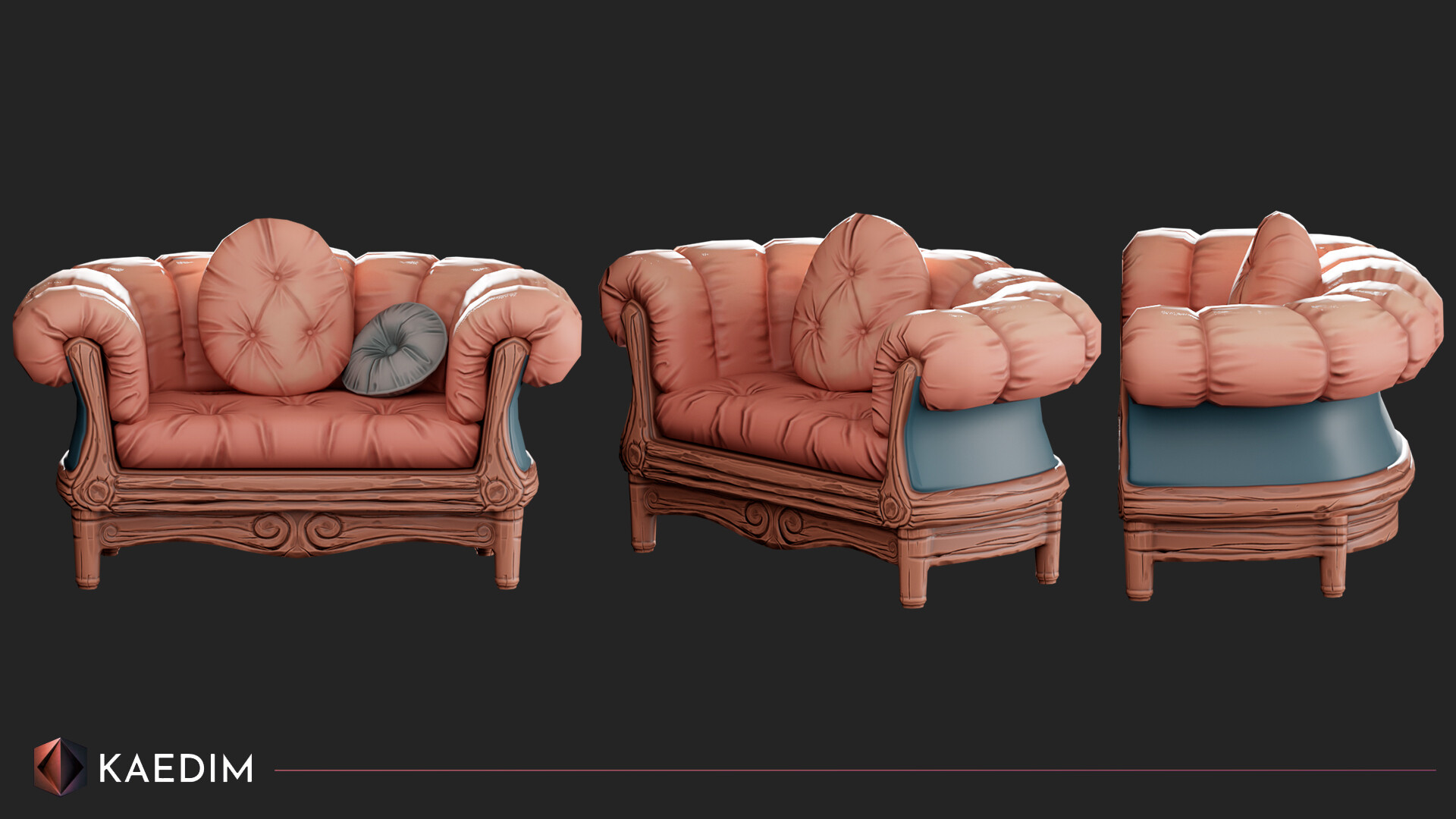 Kaedim - Loveseat | 3D Stylised Game Asset | Kaedim