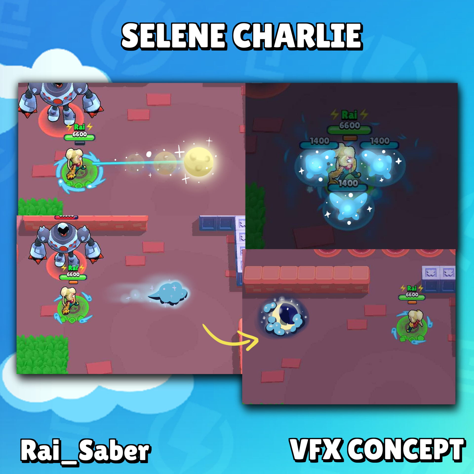 Rai~Saber - Selene Charlie - Brawl Stars Skin Concept