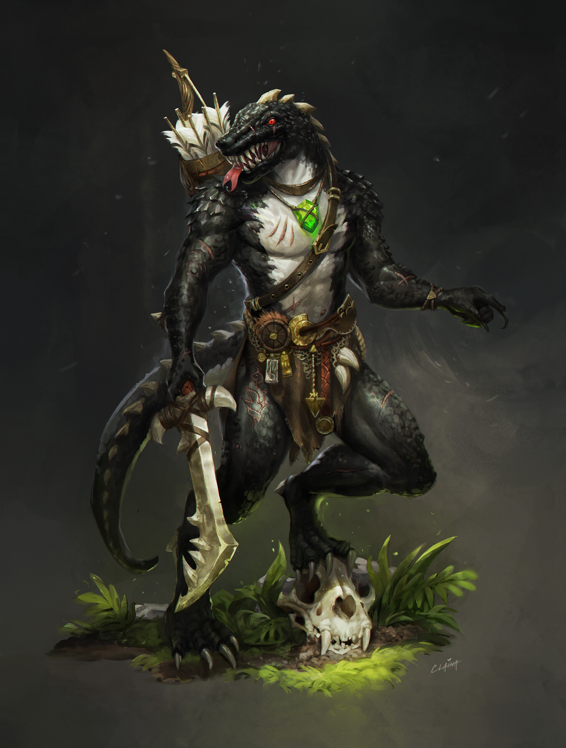 Claina's Portfolio - Bipod Lizardfolk - DND