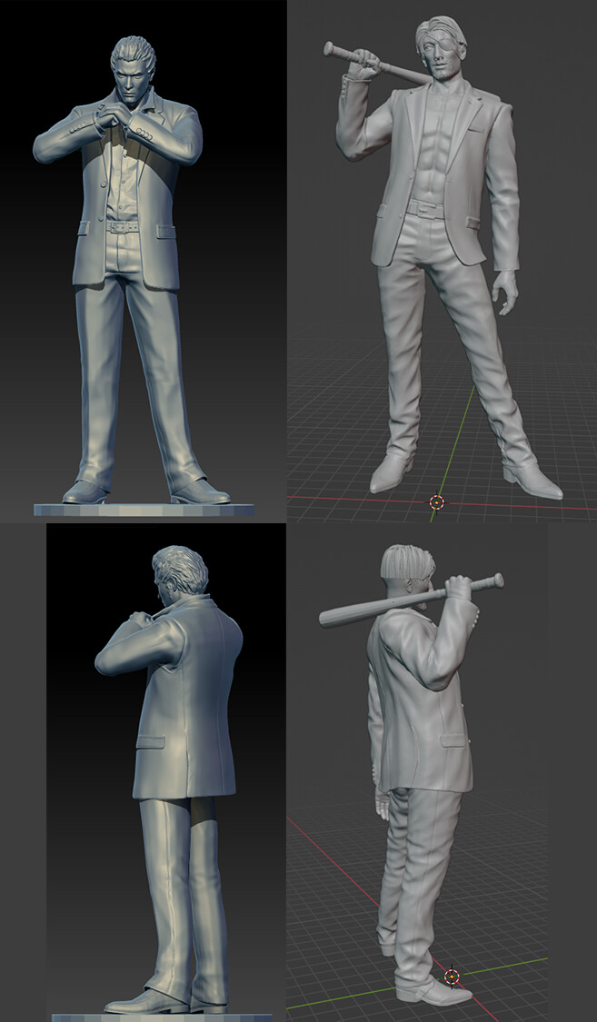 ArtStation - Yakuza 3d Print sculpts: Majima and Kiryu