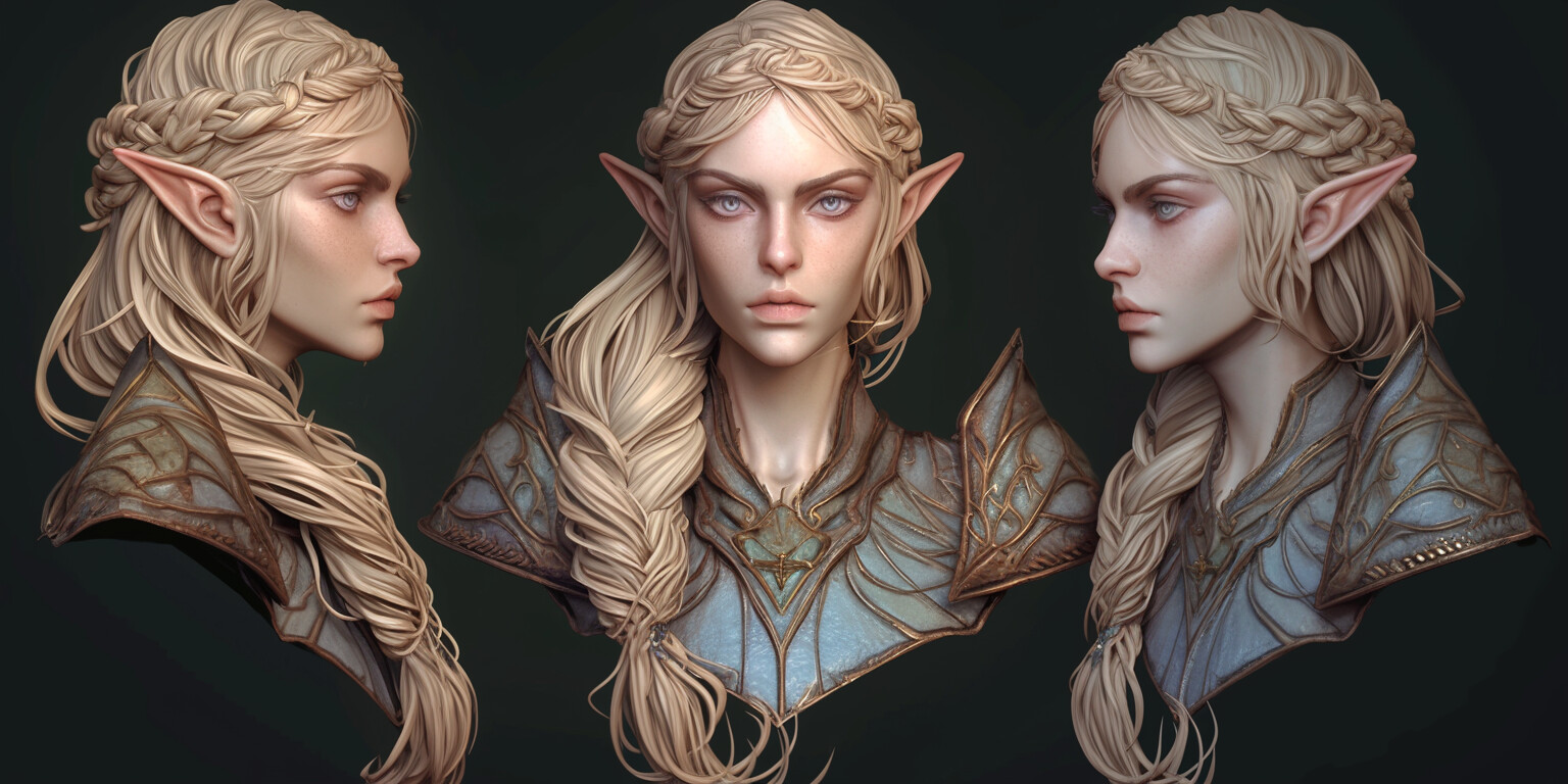 3D Head Sculpt References in 4K - Tika Art - +300 Female Elf Archer ...
