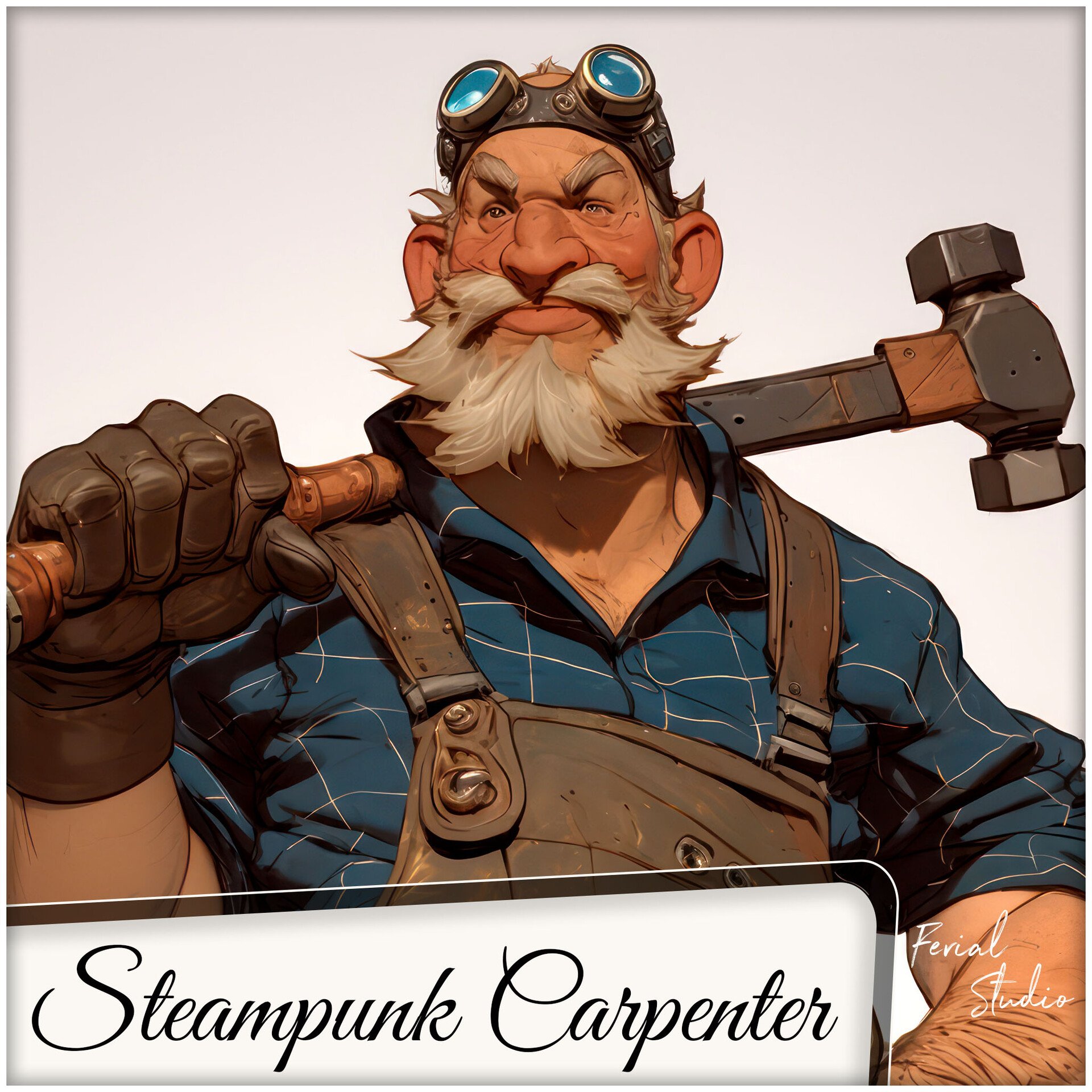 Ferial Studio - 🔹210 Steampunk Carpenter - Cartoon Character Reference ...