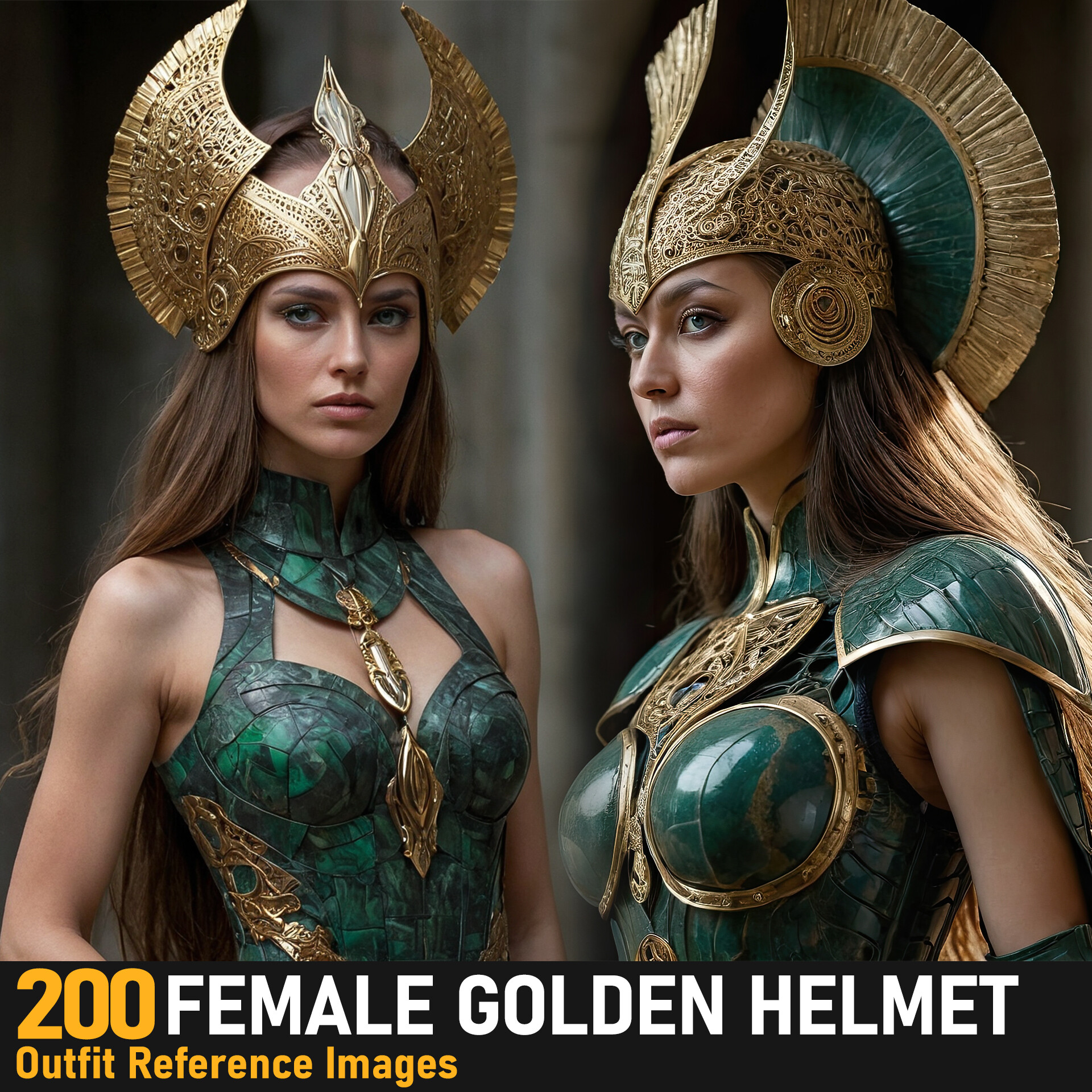 Vio - Female Golden Helmet|4K Reference Images