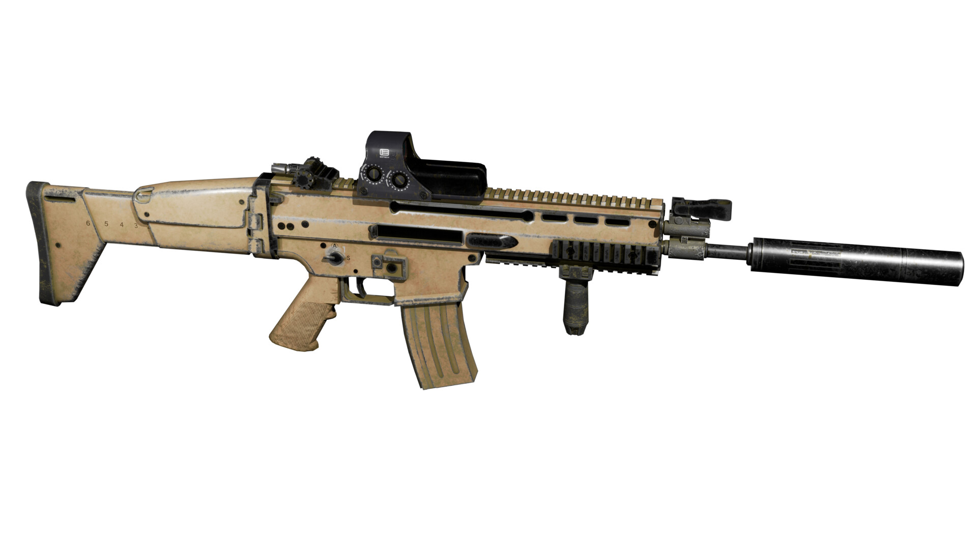 Sabbir Ahammed Shakil - SCAR-L Rifle - Game-Ready Low Poly 3D Model