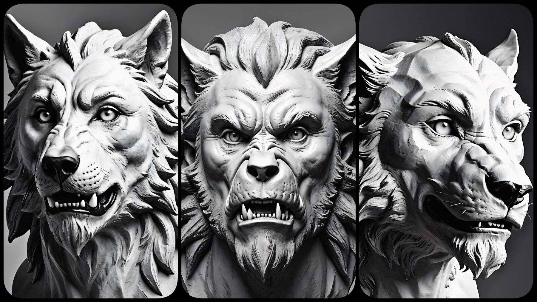 ArtStation - 300 Werewolf Head Sculpt | 4K | Sculpts Vol.22