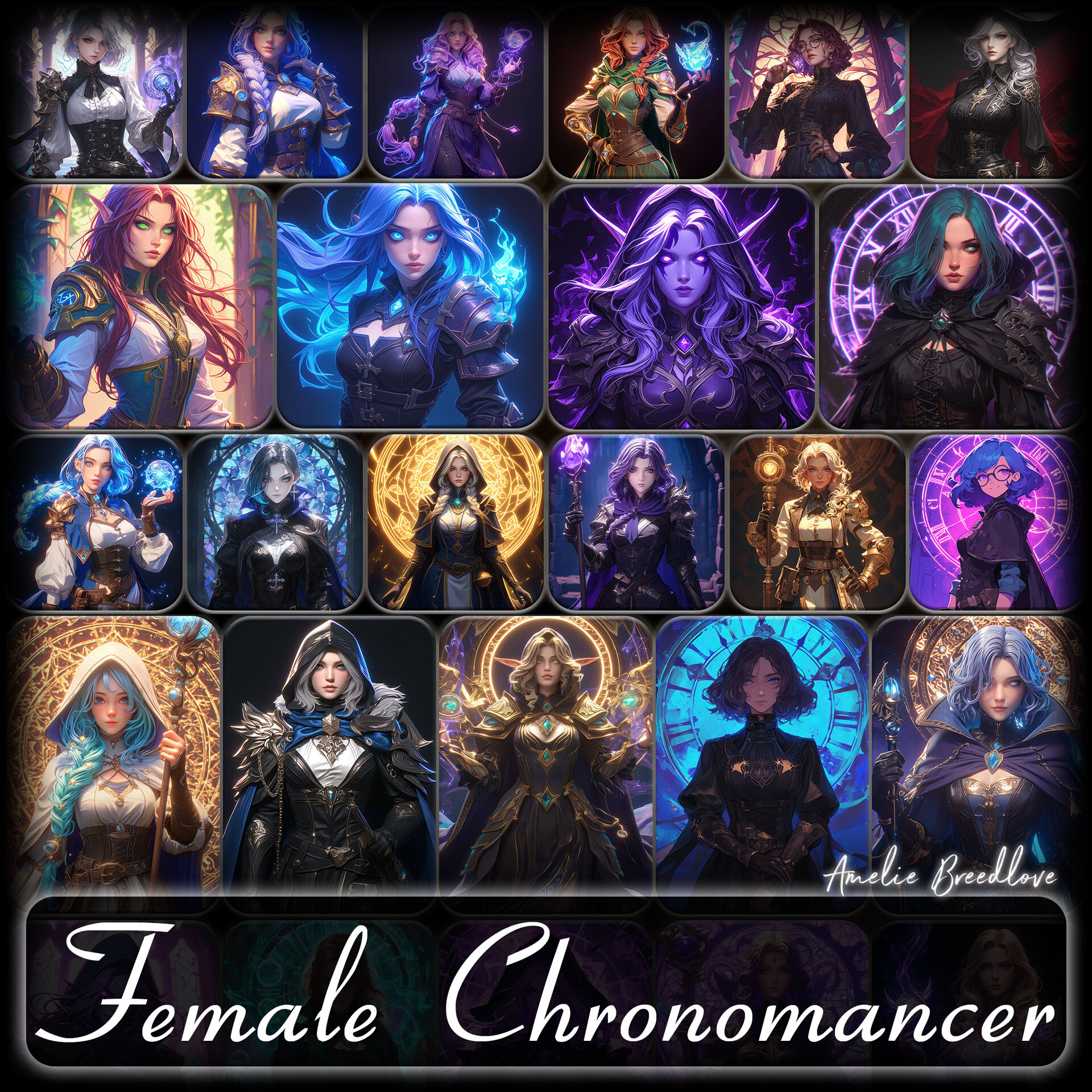 Amelie Character - 400 Female Chronomancer Reference Pack | 4K | v.159