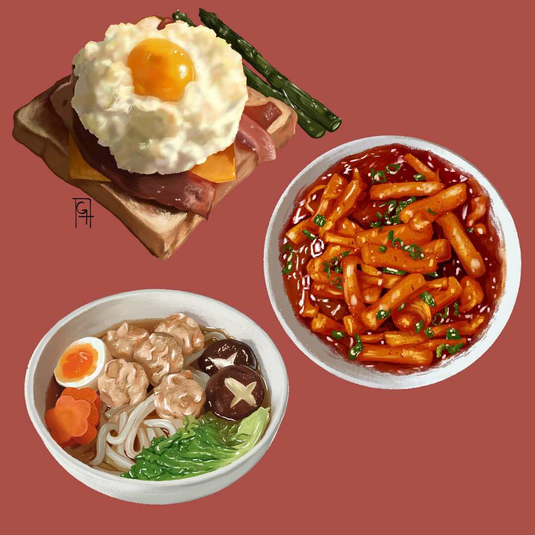 ArtStation - colored food illustration