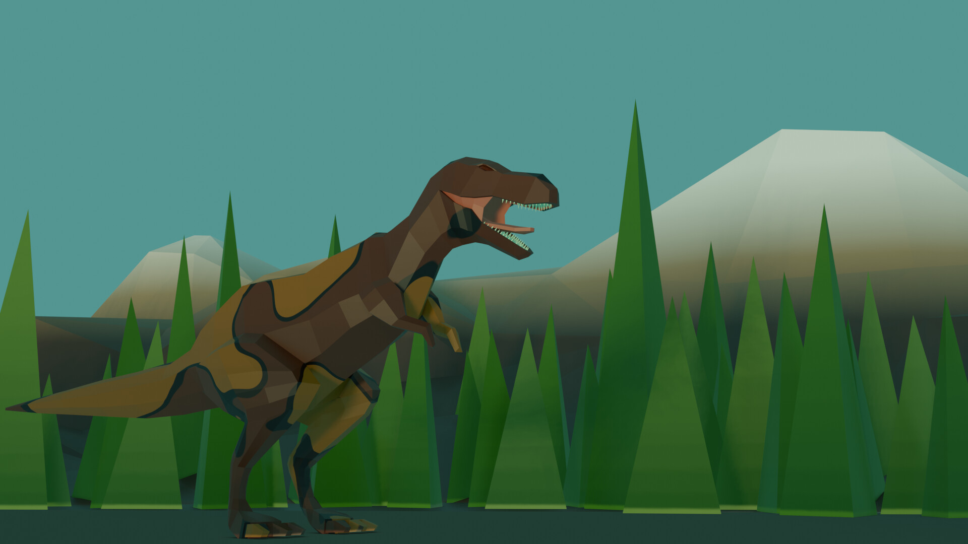 ArtStation - Low Ploy T-Rex & Scene