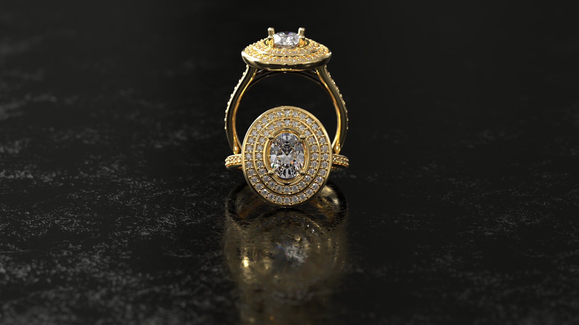 ArtStation - Jewelry Design - Double Halo Ring