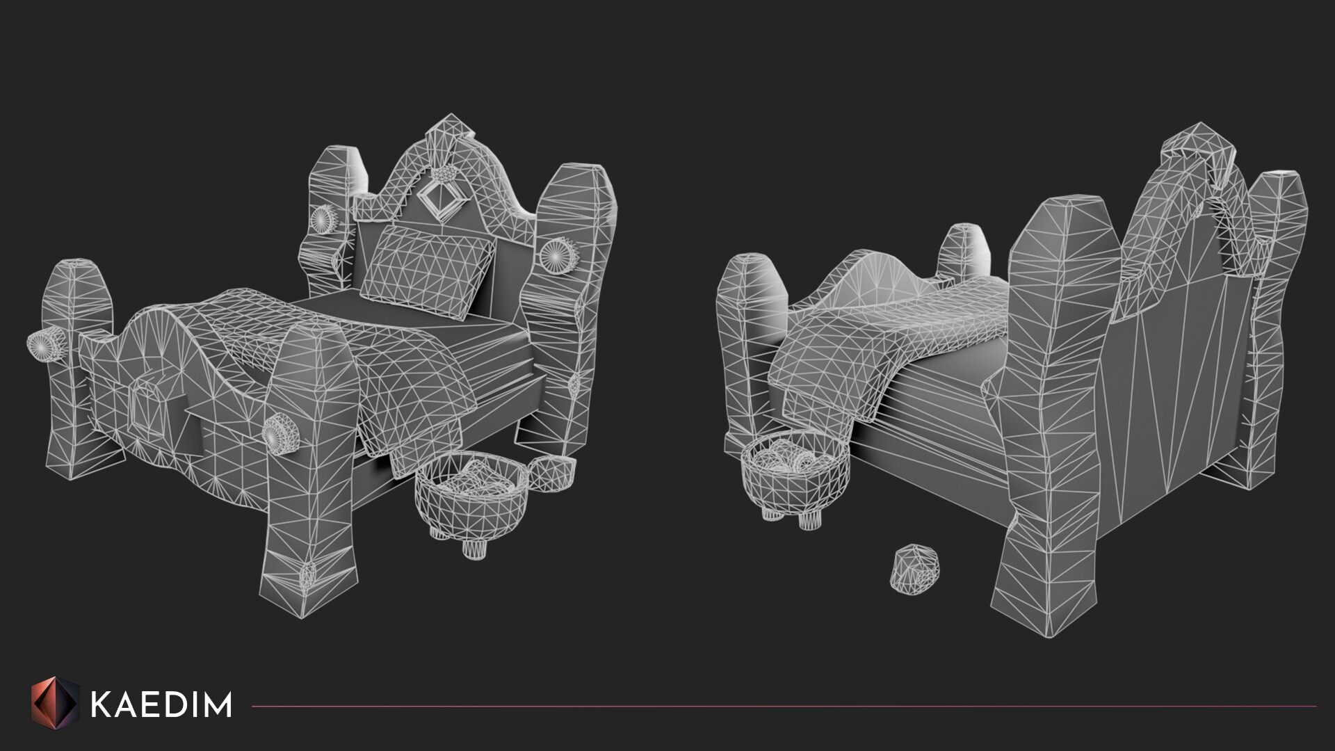 Kaedim - Bed | 3D Stylised Game Asset | Kaedim