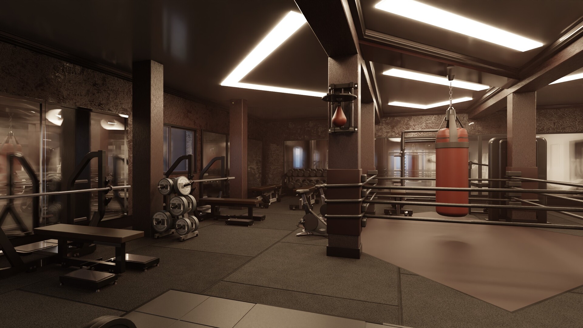 ArtStation - Modern Industrial Gym Design