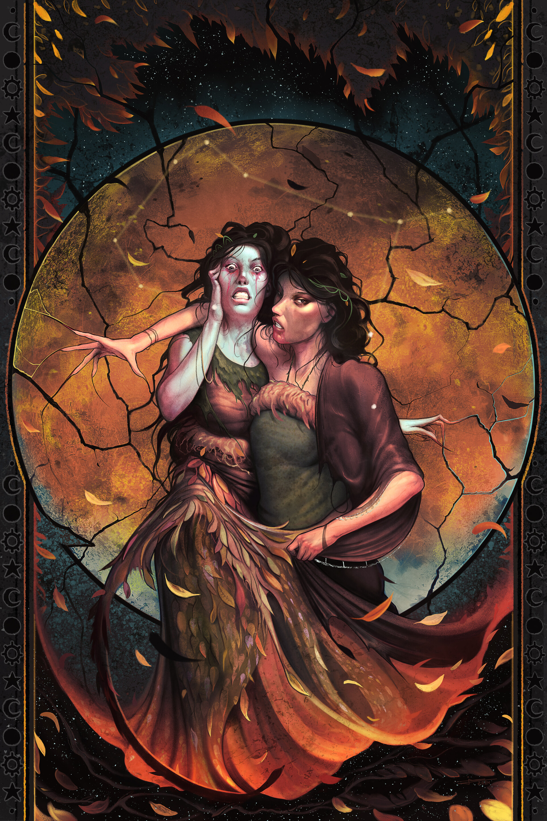 ArtStation - Horrorscope Gemini - pulp horror fantasy illustration