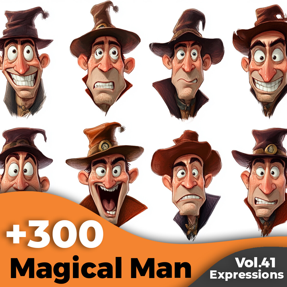 Concept Art - +300 Magical Male Expression Sheet (4k)