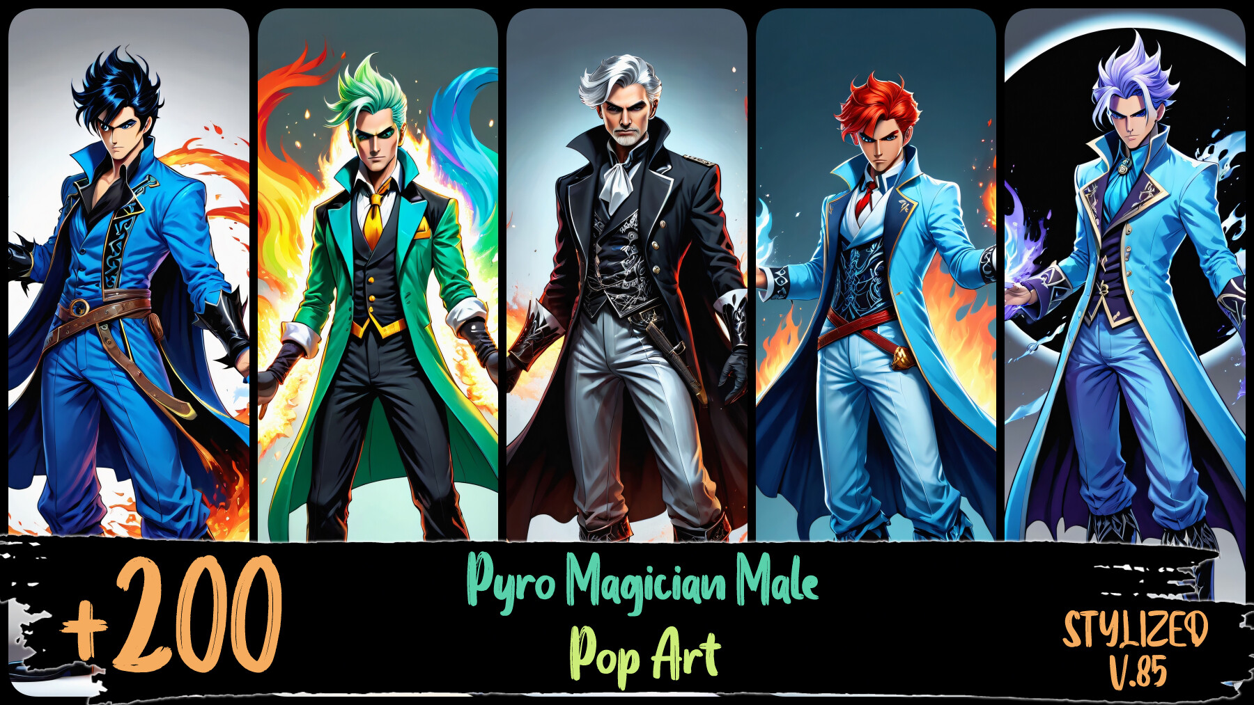 JirenArt - 220 Pyro Magician Male - Pop Art | 4K | Stylized Vol.85