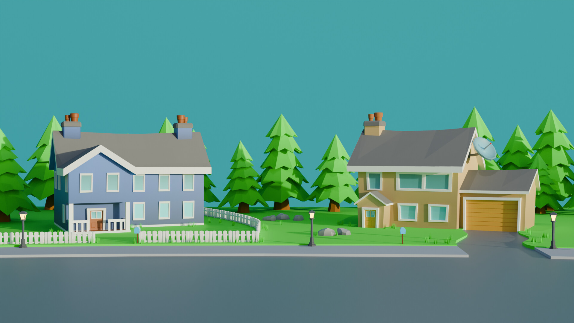 ArtStation - Suburban Scene - Roblox Game Assets