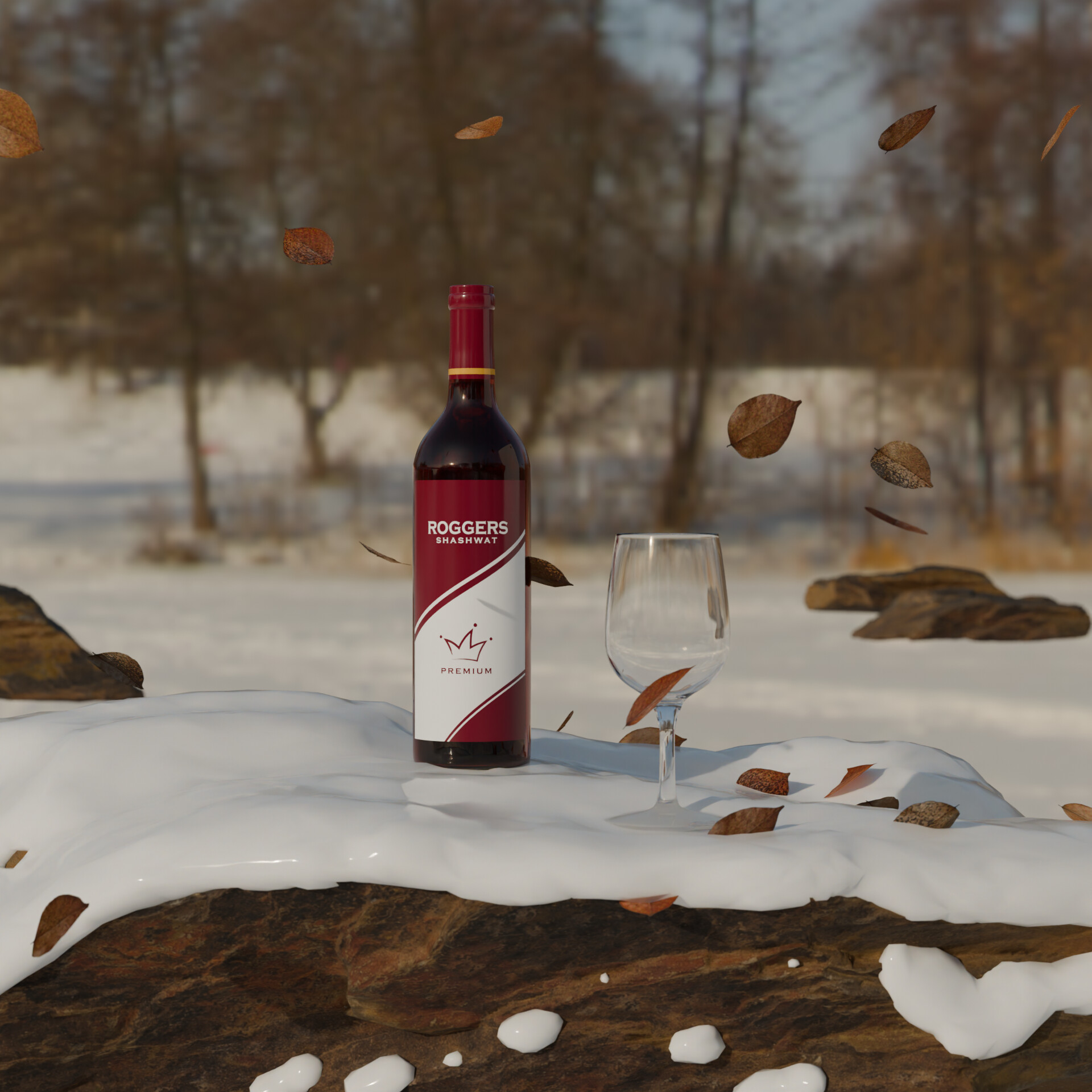 ArtStation - Wine bottle and glass